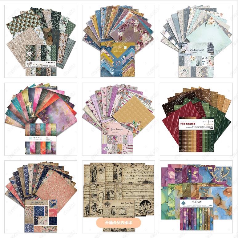 Paper Pack 6"x6" Dots/forest/flowers/Wall texture/Ink drop 12 sheet Art ...