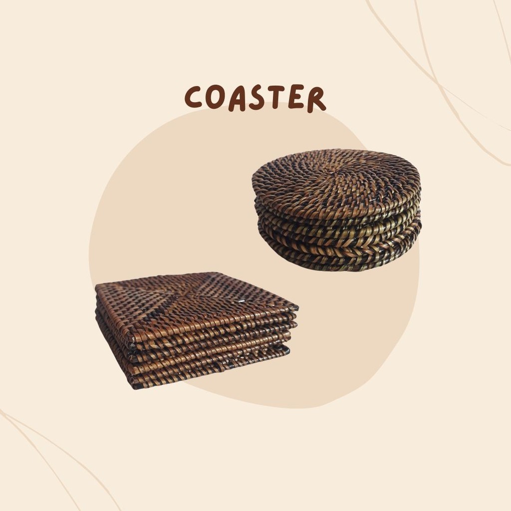 Mug Glass Coasters 4" x 4" Handwoven Nito Export Quality | Shopee ...