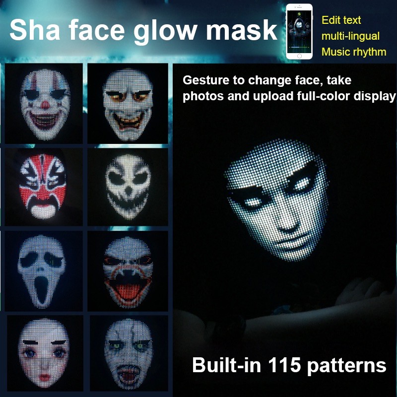 Smart LED Display Screen Mask Cosmask Halloween Mixed Color Party Masks ...