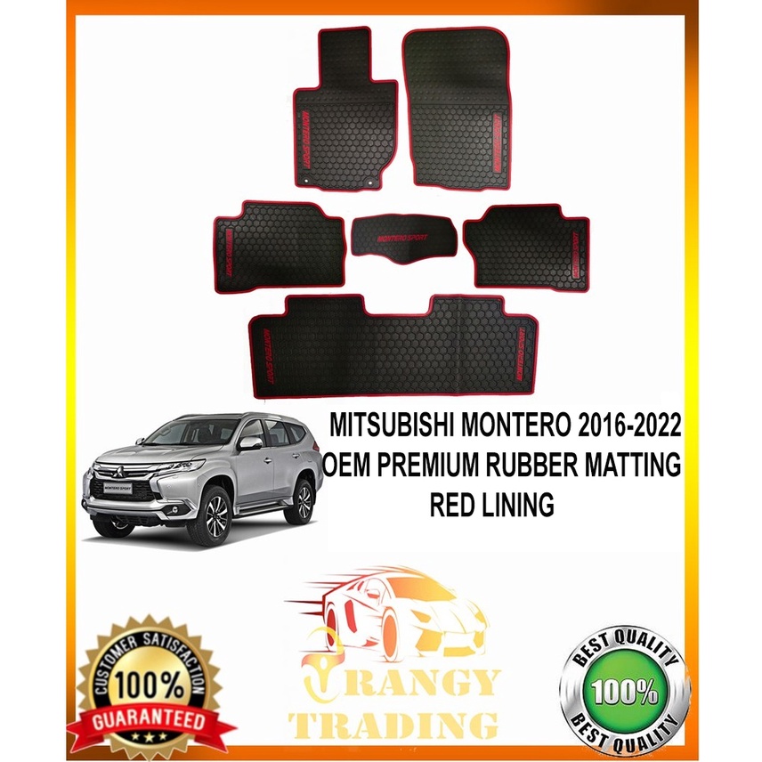 Mitsubishi Montero 2016 to 2023 OEM Premium Rubber Matting Red Lining ...