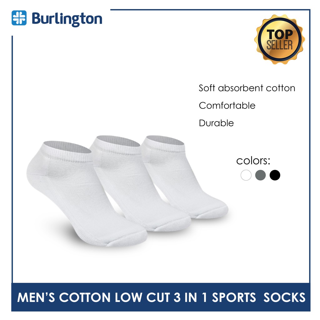 Burlington Men's Lite Thick Sports Half Terry Low Cut Socks 3 pairs in ...