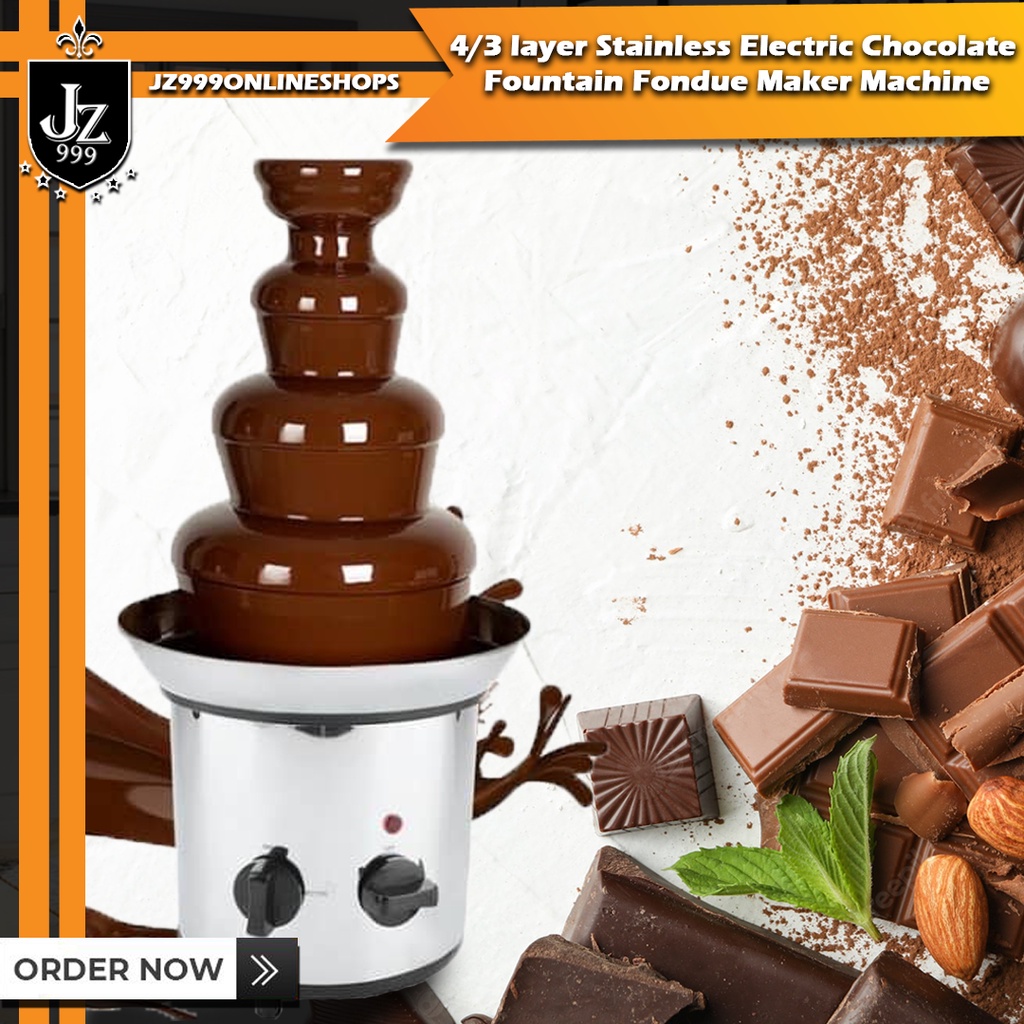 4/3 layer Stainless Electric Chocolate Fountain Fondue Maker Machine ...