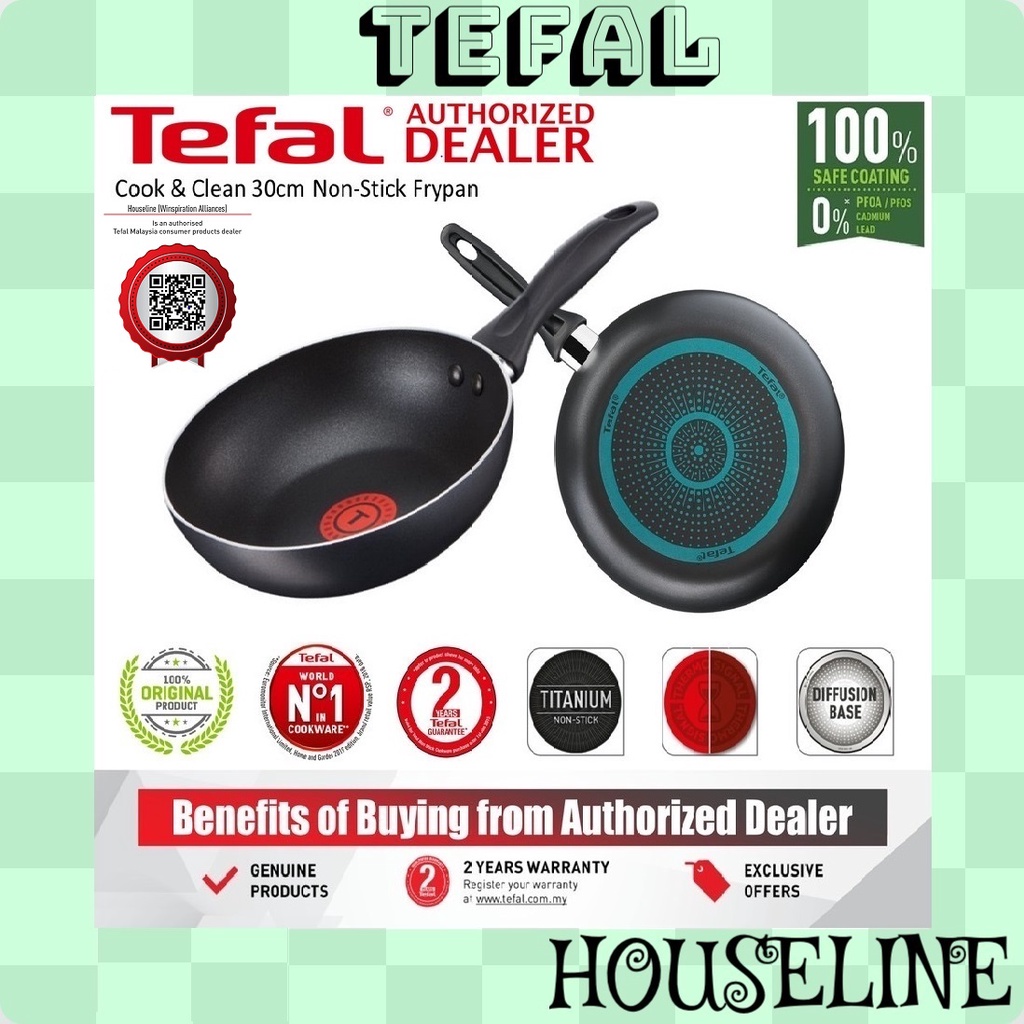 NEW Tefal Cook & Clean 30cm Non Stick Deep Frypan Fry Pan B22507 ...