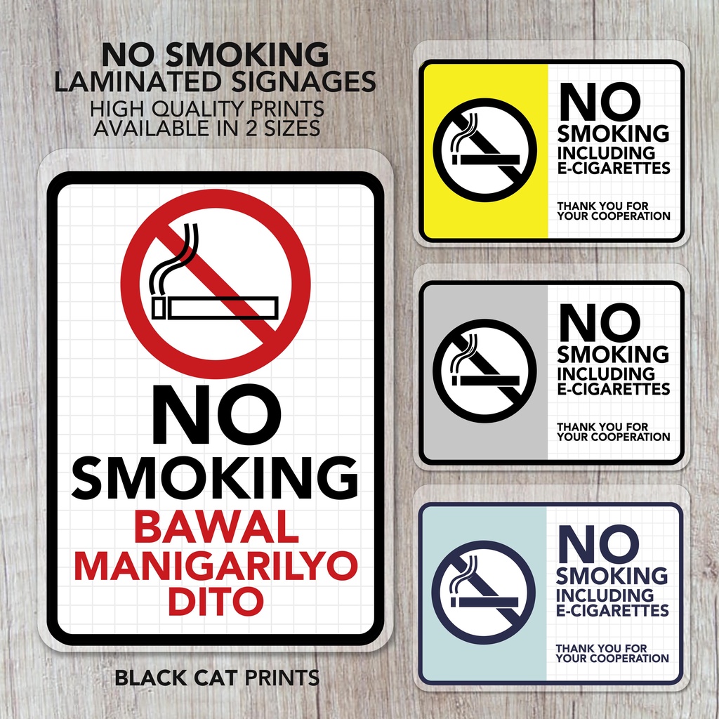 No Smoking Bawal Manigarilyo Sign | Smoking Area Sign | Laminated ...