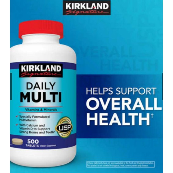 Kirkland Signature Daily Multi Vitamins and Minerals, 500 Tablets March ...