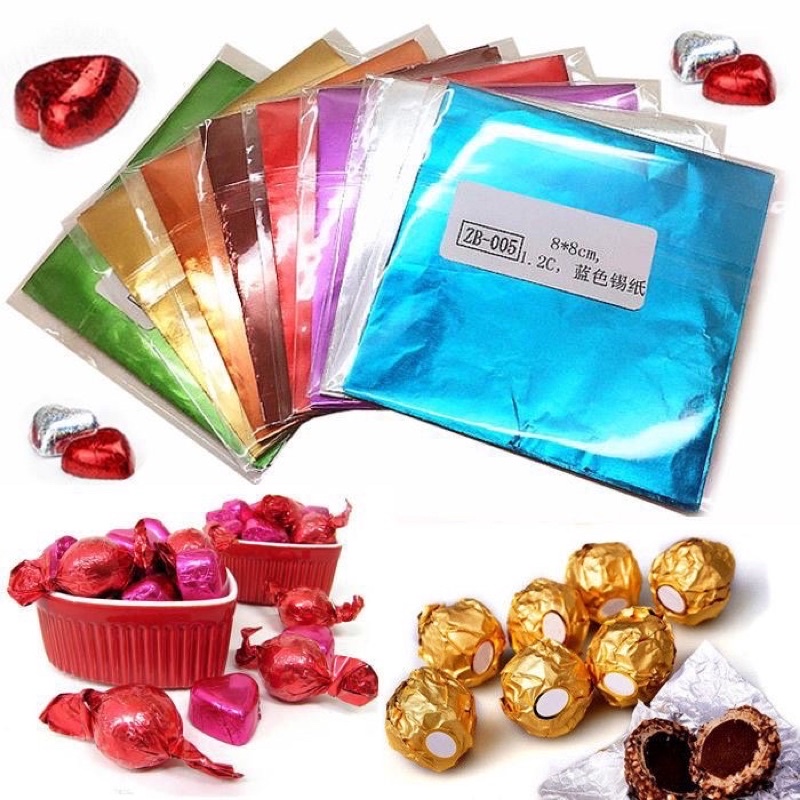 100 pcs Chocolate Wrapper Multi-color Aluminum Foil Candy Paper ...