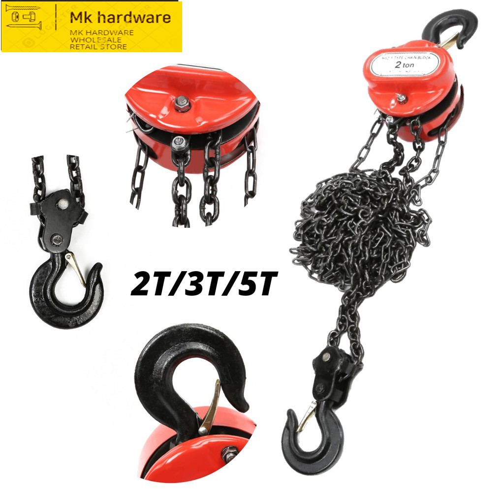 Anton 2T/3T/5T Chain Puller Block Pulley Fall Chain Hoist Hand Tools 3 ...