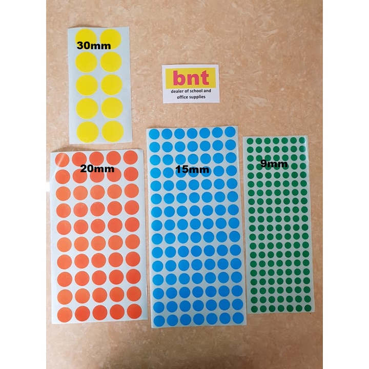 Round Sticker Color 9mm 15mm 20mm 30mm Circle Round Color Coded ...