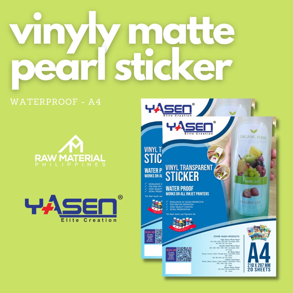 Vinyl Sticker Waterproof A4 Matte / Glossy / Transparent (20 Sheets ...