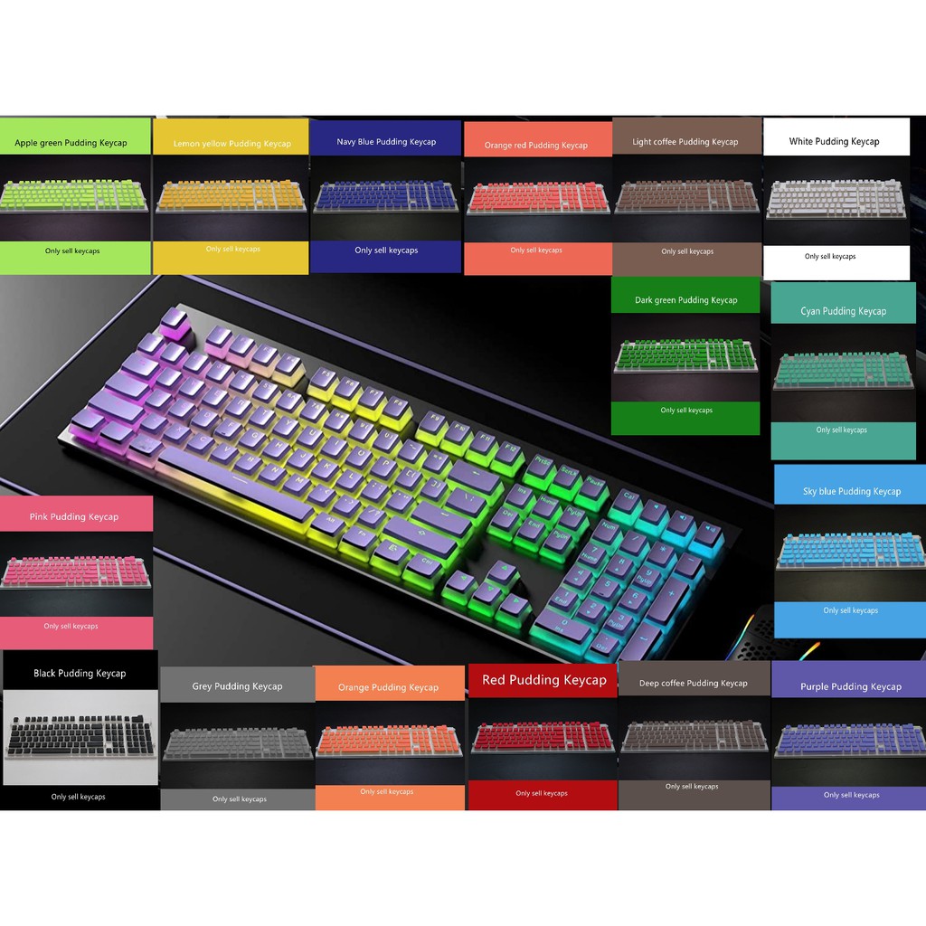 Pudding Keycaps, 16 uri ng kulay Pudding Keycaps, pudding keycap 108 ...