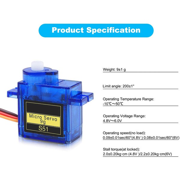 LAFVIN Sg90 10g 180 Degree /360 Micro Servo Motor For Rc Robot Arm ...