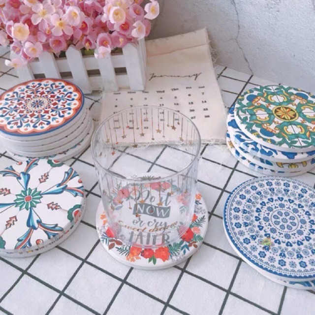 4 pcs Round ceramics cup mat coaster | Shopee Philippines
