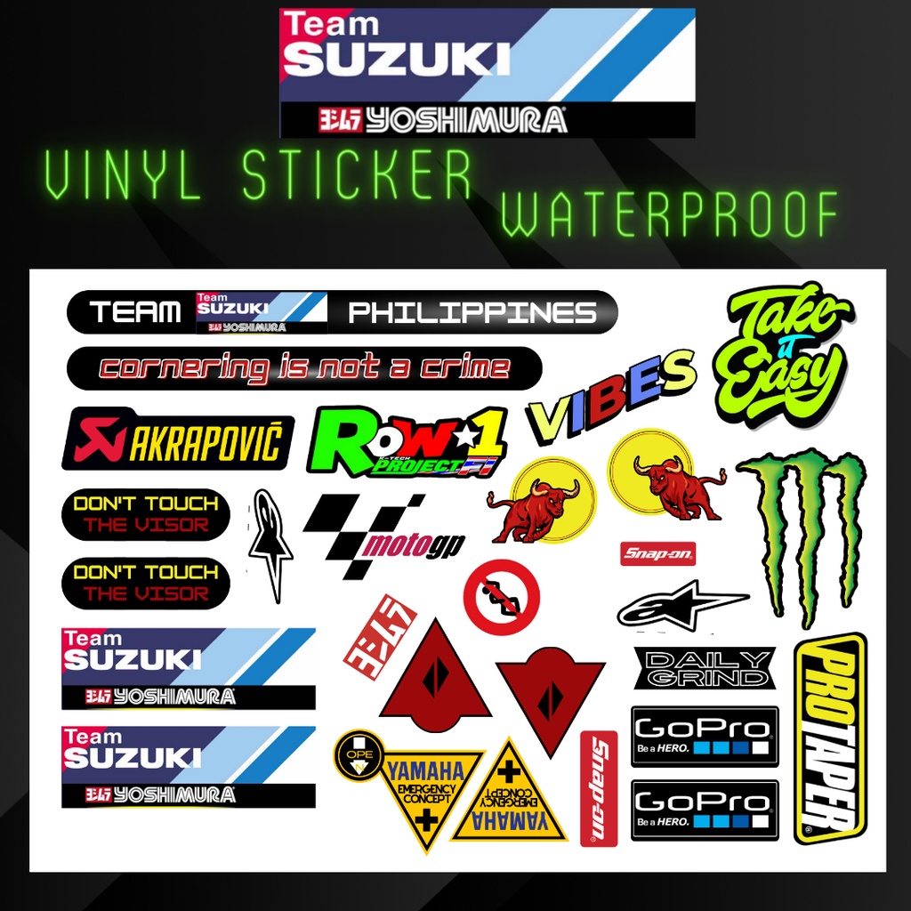 SUZUKI VINYL STICKER HELMET VISOR / MOTOR - WATER PROOF HIGH QUALITY ...