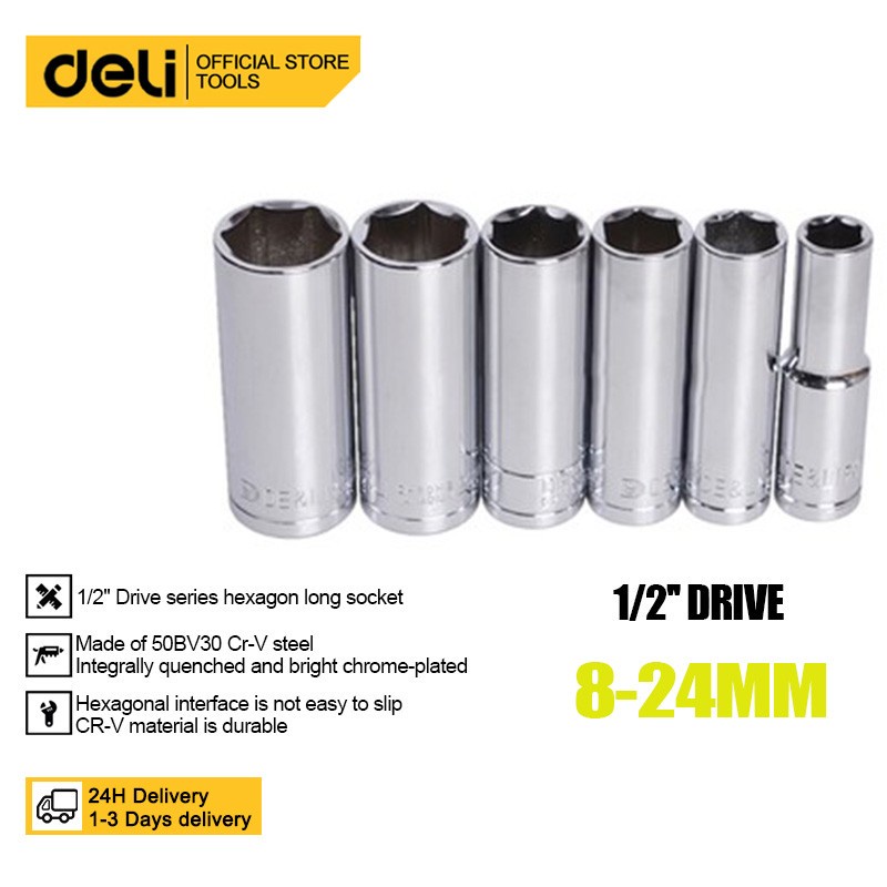 Deli 1/2'' Full Size Cr-V Standard Socket Wrench | Shopee Philippines