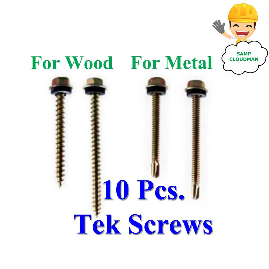 Tex Screws for Wood or Metal Tek Screw 10 Pieces 1, 1-1/2, 2, 2-1/2 3 ...