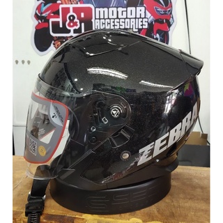 ZEBRA HALF FACE HELMET DUAL VISOR | Shopee Philippines