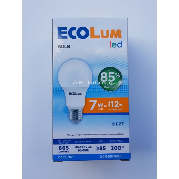 ECOLUM LED 7W BULB DAYLIGHT PER BOX (50 PCS) | Shopee Philippines