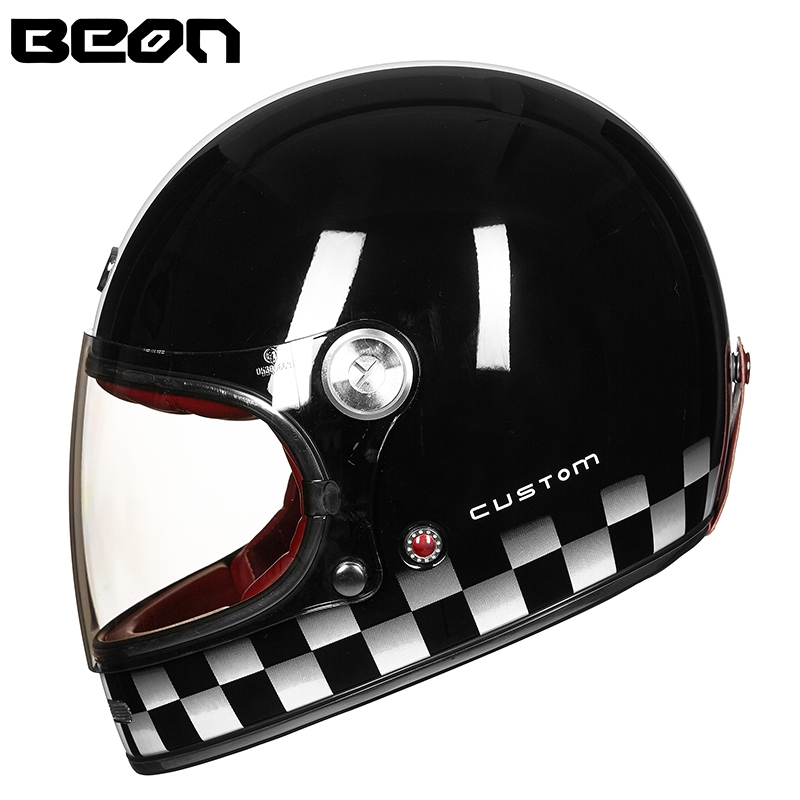 BEON retro motorcycle carbon fiber fiberglass helmet full face helmet ...