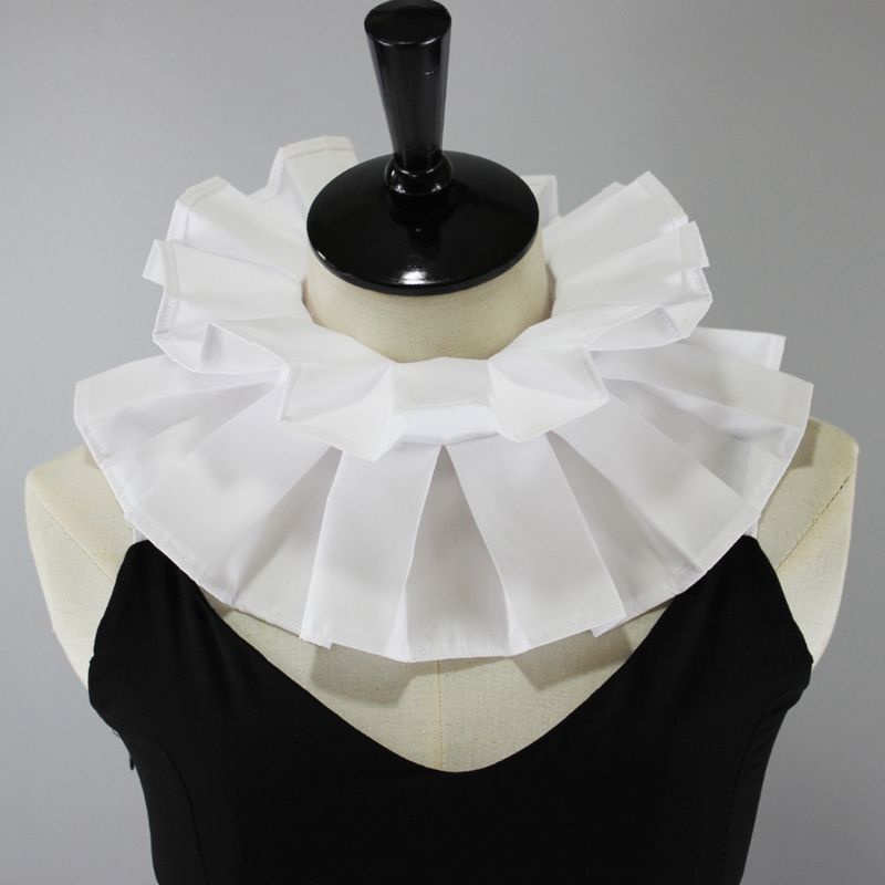 PP Womens Vintage Renaissance Cotton Ruffle Fake Collar Victorian White ...