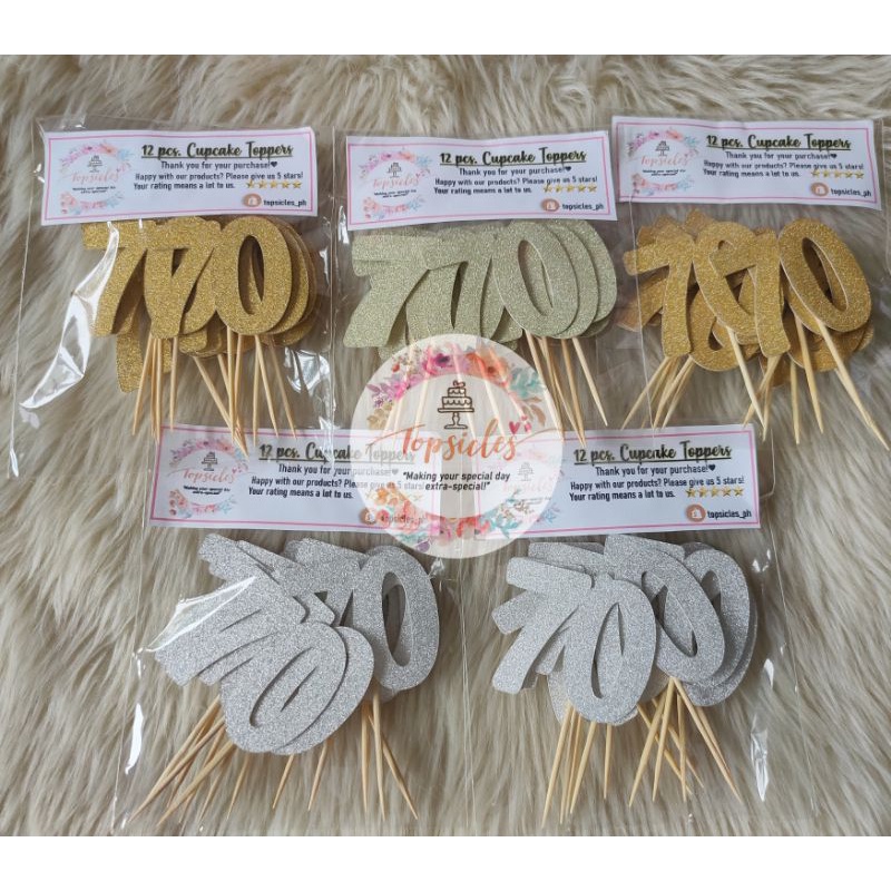 12 pcs. Number 70 Glitter Cupcake Topper (READY STOCK) | Shopee Philippines