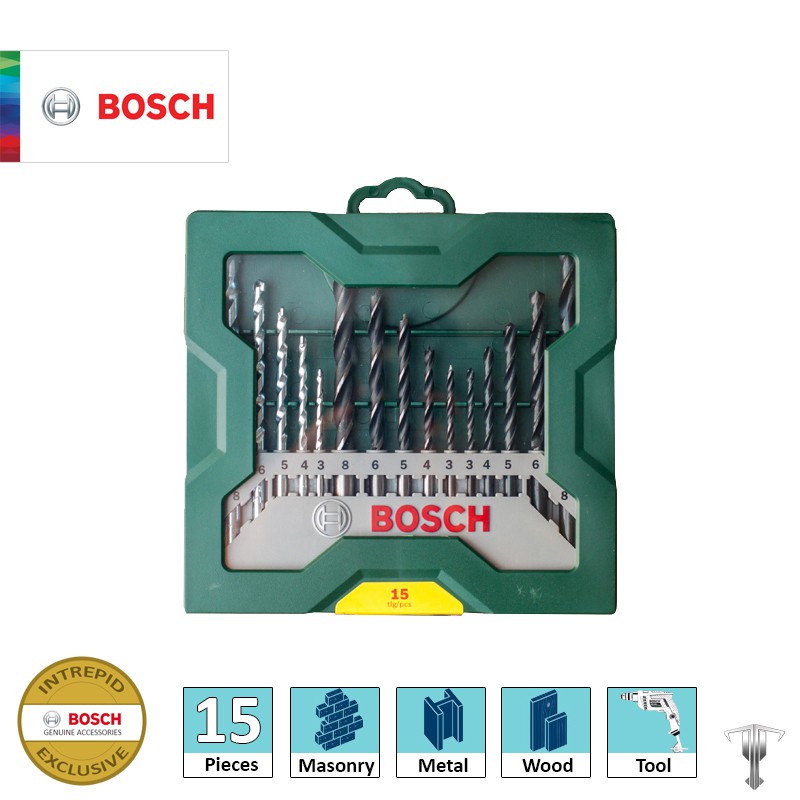 Bosch 2607019675 15 Pieces Mixed Drill Bits Mini X Line Set Shopee