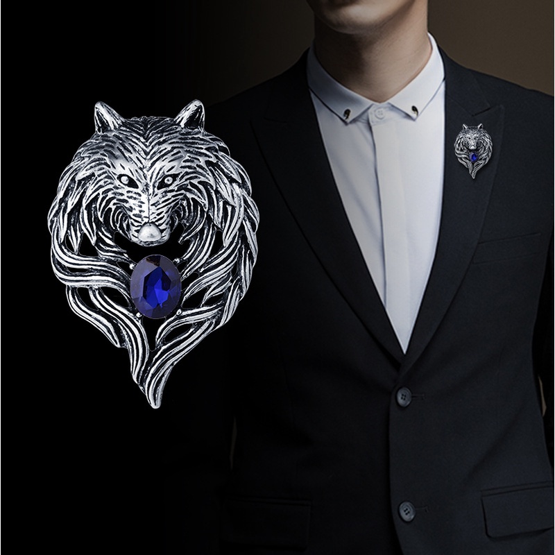 EFAN Men Silver Foreign Trade Model Retro Bully Wolf Pin Male ...