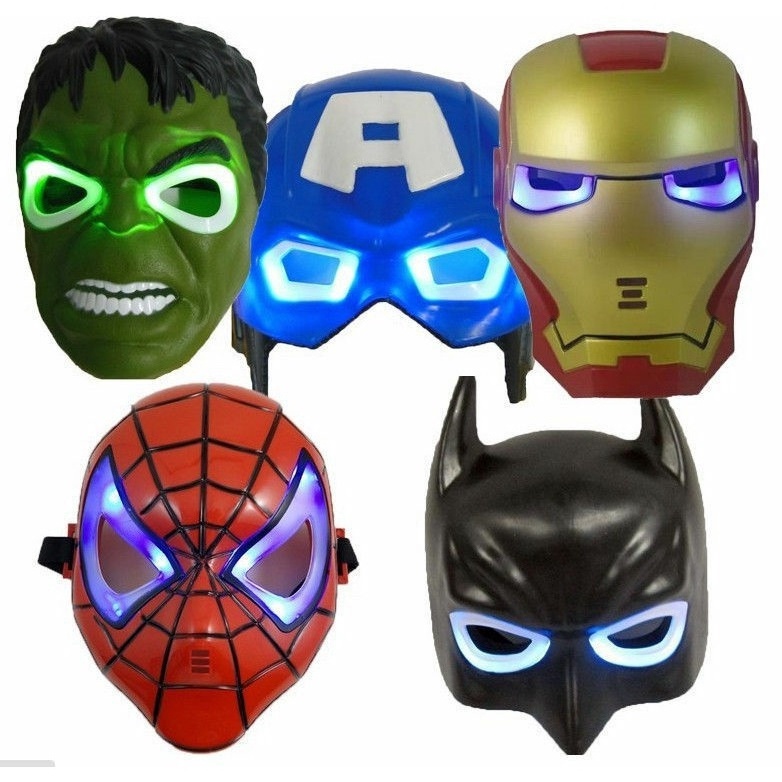 Super Heroes Hulk Batman Captain America Spiderman Iron Man Figures LED ...