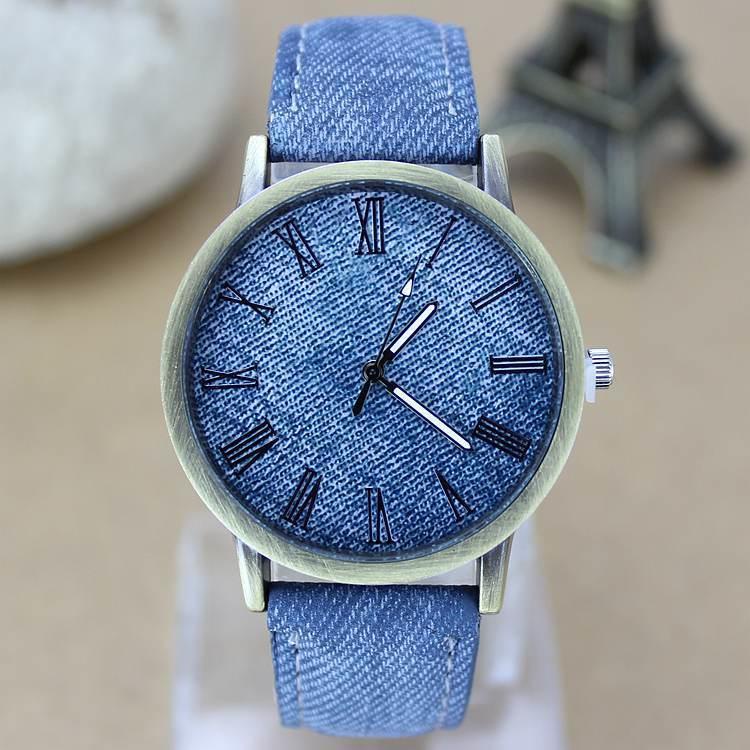 Quartz Watch Watches Belt Roman Men and Women Denim Canvas Dial Fashion ...
