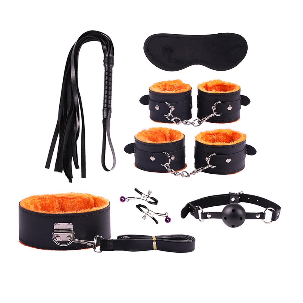 3bdd Sexy Leather Bdsm Kits Plush Sex Bondage Set Handcuffs Sex Games