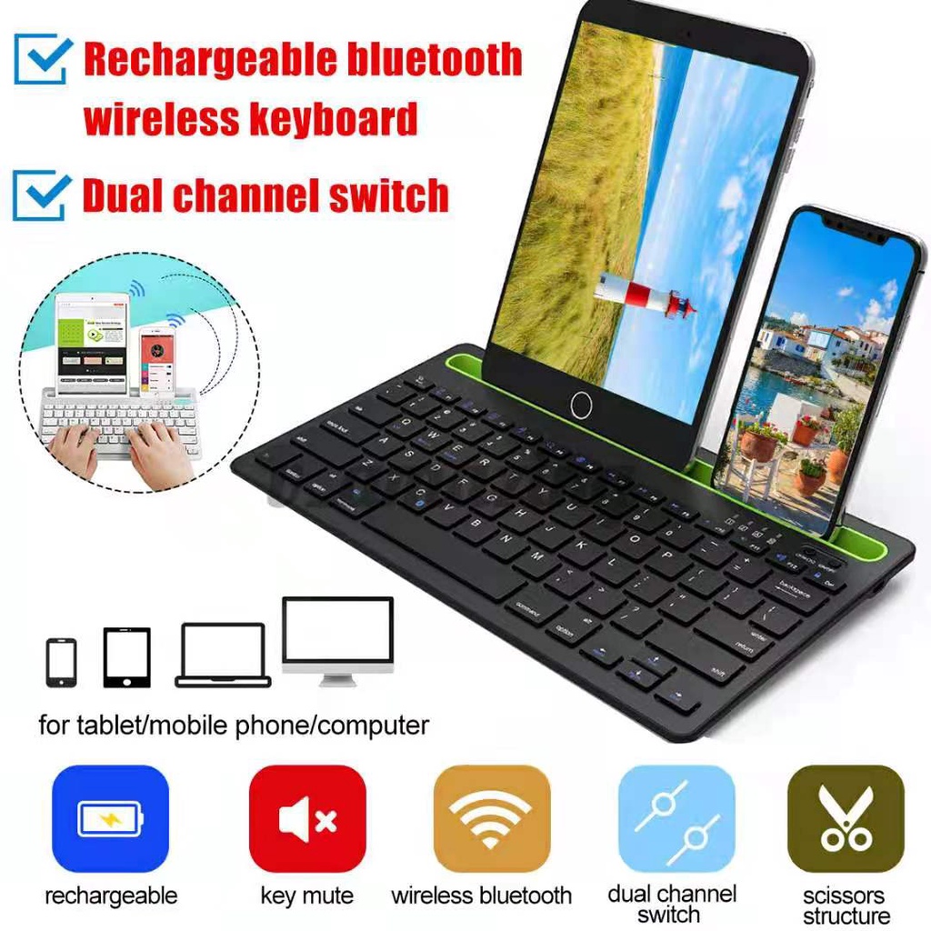 Bluetooth Keyboard with Integrated Stand Rechargeable Multi-Device ...