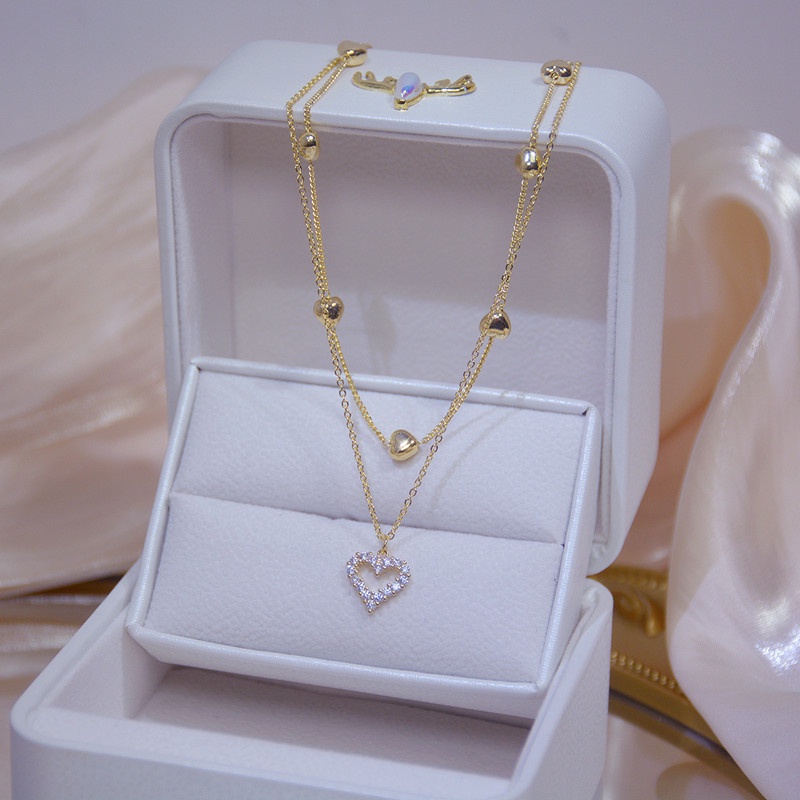 Korea 14K Gold Plated Multi-layer Heart-Shaped Necklace For Women ...