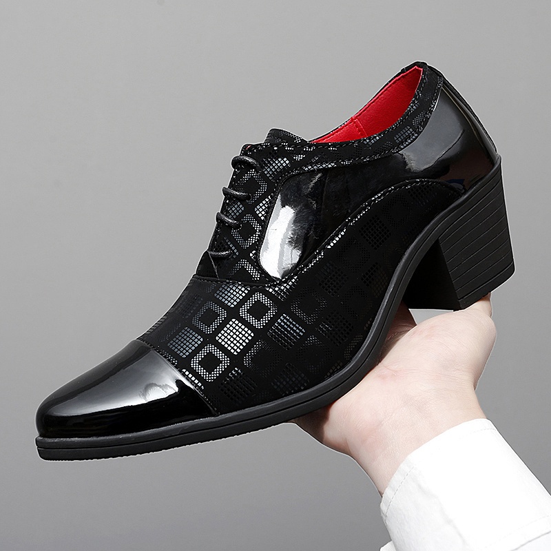Increase 6cm High Heel Men Formal Shoes Stylish British Pointed Leather ...