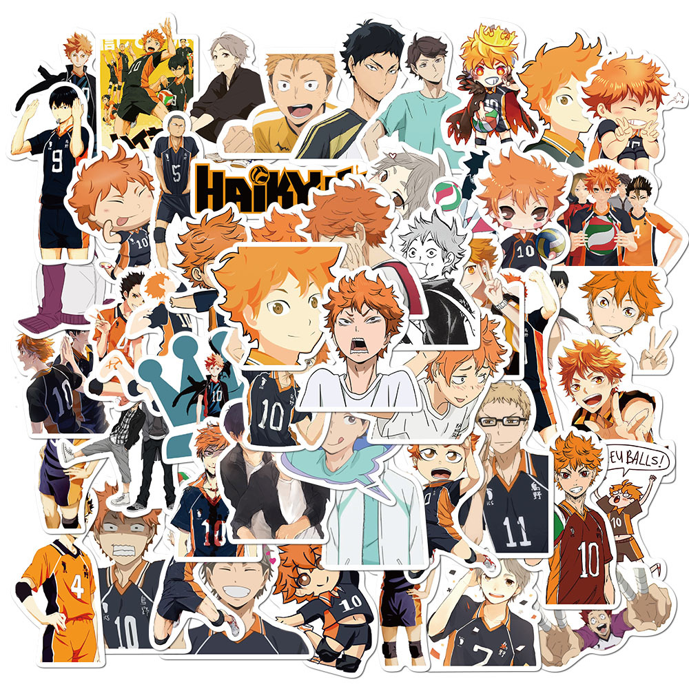 50 Sheets/set Haikyuu Stickers Volleyball Boy Luggage Guitar Skateboard ...