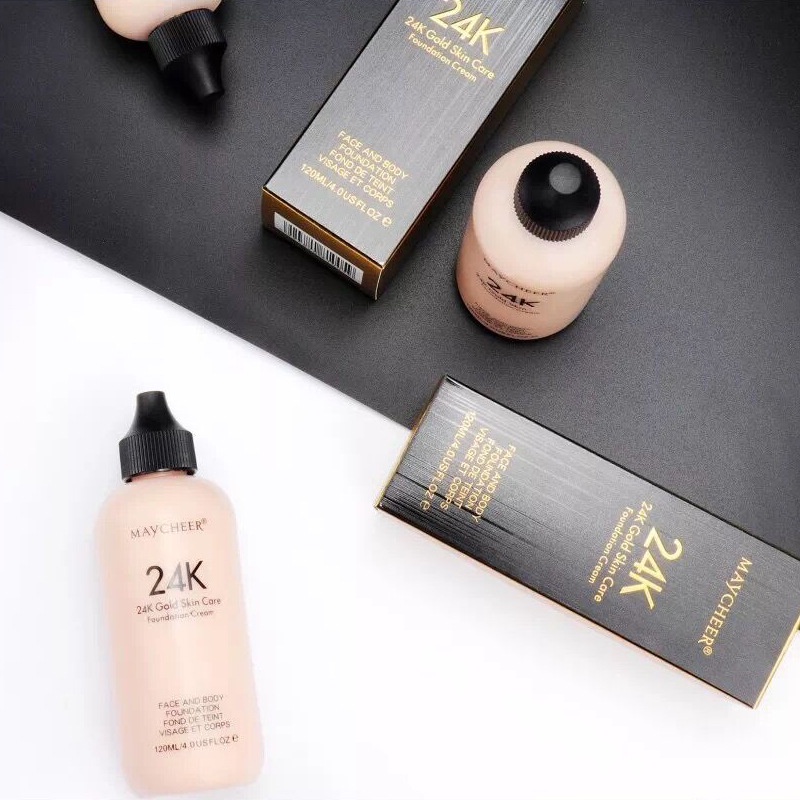 MAYCHEER 24K Gold Foundation Liquid Concealer Waterproof Moisturizer ...