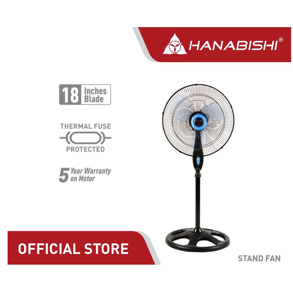 Hanabishi Stand Fan Wind Chaser 18SF | 18 inch blade Low Noise Powerful ...