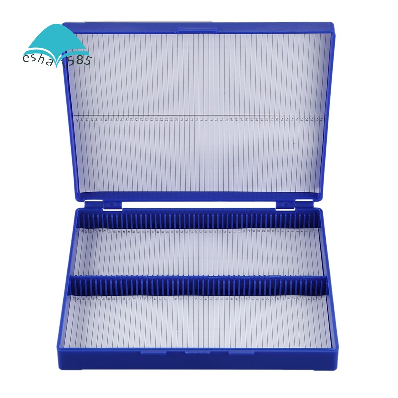 Royal Blue Plastic Rectangle Hold 100 Microslide Slide Microscope Box ...