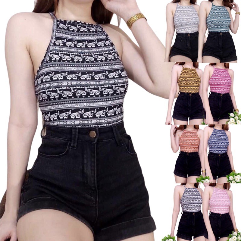 VE HazeShop Kathryn Elephant Halter Crop Top | Shopee Philippines