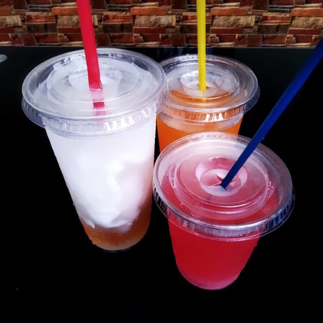 Juice Glass + Flat Lid Package - Plastic - Tea - Clear - Size 10 12 14 ...