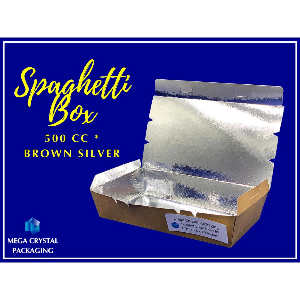 Eco Living Spaghetti Box 500cc Brown Silver Meal Box ( 25 pcs. Per Pack ...