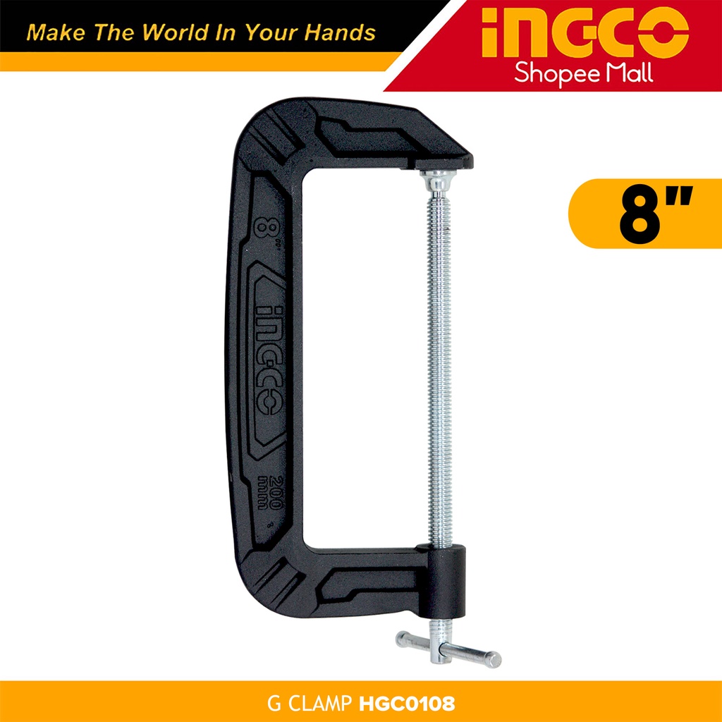 Ingco 8'' G Clamp Cast Iron T-shaped thread HGC0108 IHT | Shopee ...
