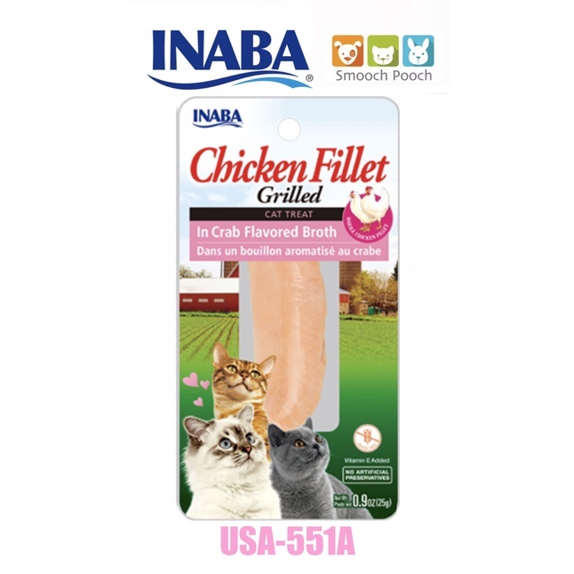 Inaba Chicken Fillet Grilled Cat Treat 25g Crab Flavored Broth USA551 ...