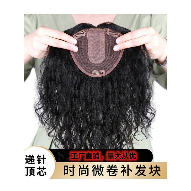 100% Human Hair Wig Piece Replacement Top Cover White Hair Fluffy Long ...