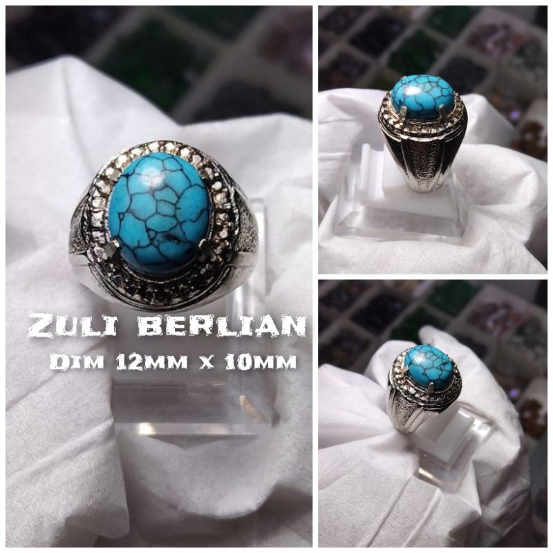 HITAM Blue Turquoise ring With Black Veins Like Spider Net Claw ring ...
