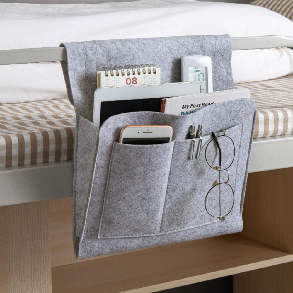 Felt Bedside Storage Organizer Anti-slip Bag Bed Sofa Side Holder Pouch ...