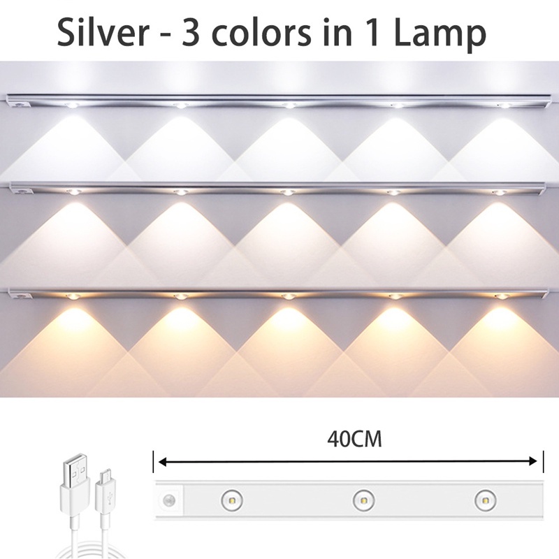 Licer LED Motion Sensor Cat Eye Cabinet Light 4 Modes 3 Colors Stepless Dimming USB Rechargeable ...