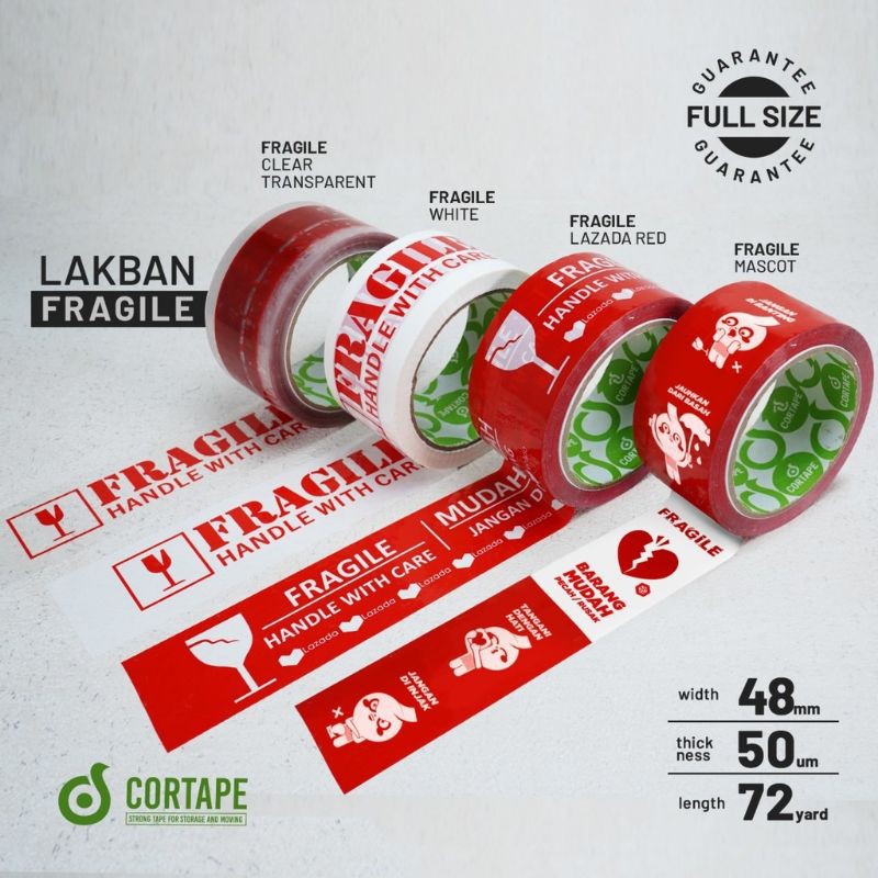 MERAH Red FRAGILE duct tape - HANDLE WITH CARE for PACKING AND DELIVERY ...
