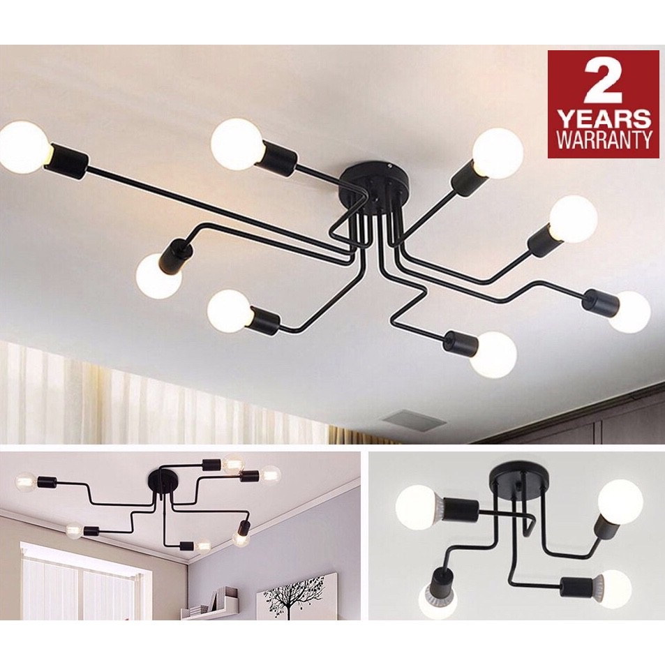 4 heads, 6 heads, 8 heads, multi head black LED pendant lamp ceiling ...