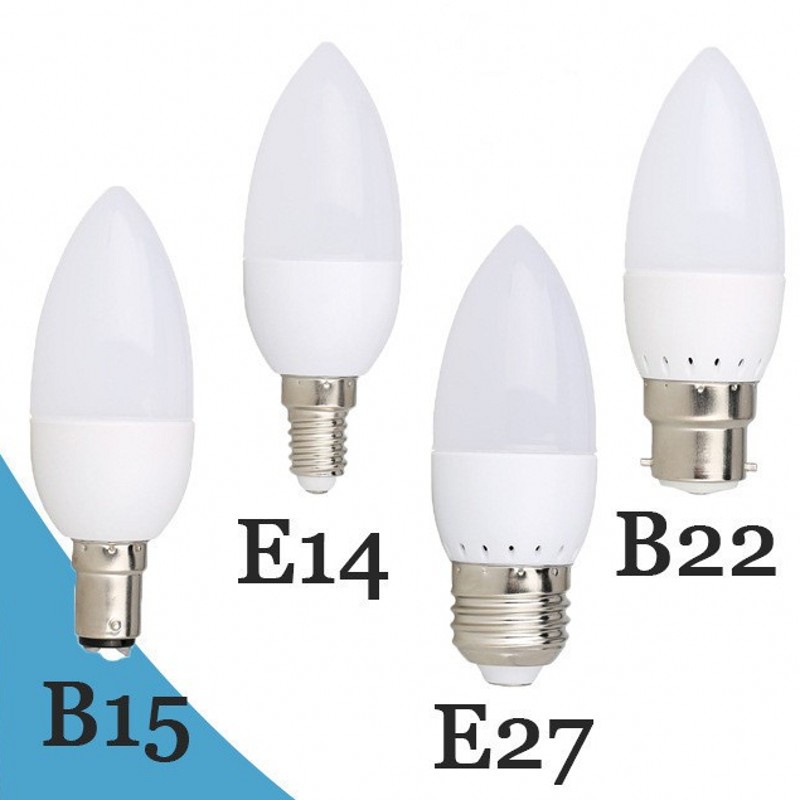 LED Candle Light / Bulbs E14 E27 B15 B22 Chandelier Lamp / White Light ...