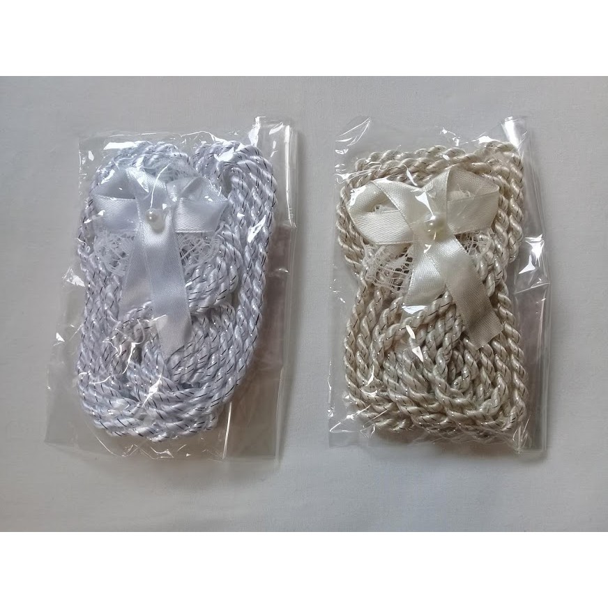 Wedding chord ( White/ Cream color/Beaded Rosary Chord) | Shopee ...