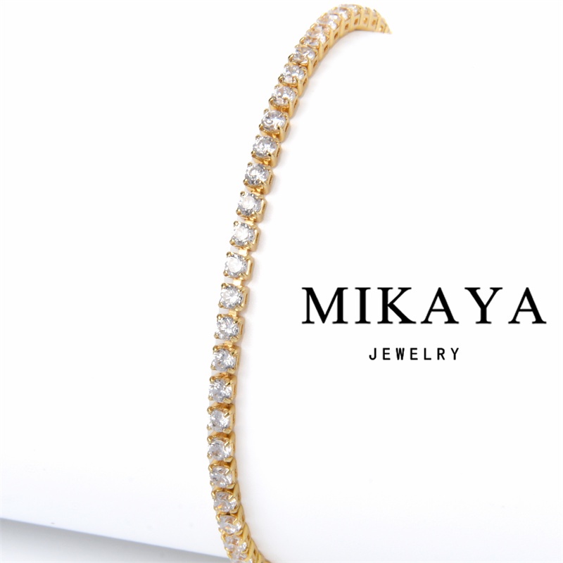 MIKAYA 18k Gold Cubic Zirconia Adjustable Bracelet Accessories For Women Hypoallergenic 40b ...